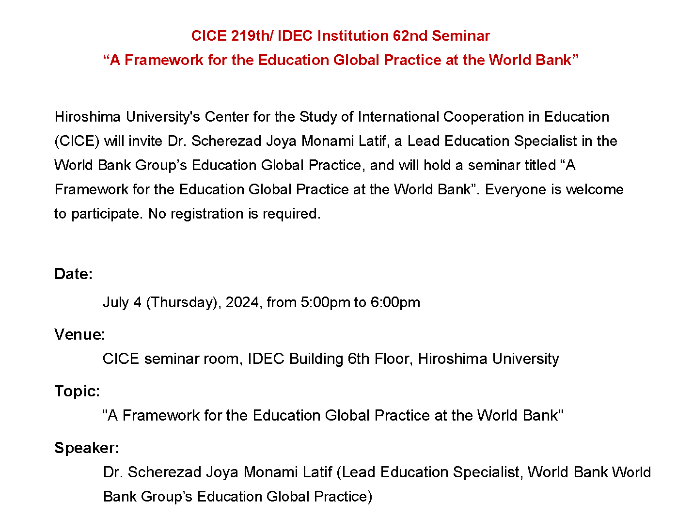 The IDEC Institute – Be Academically Productive